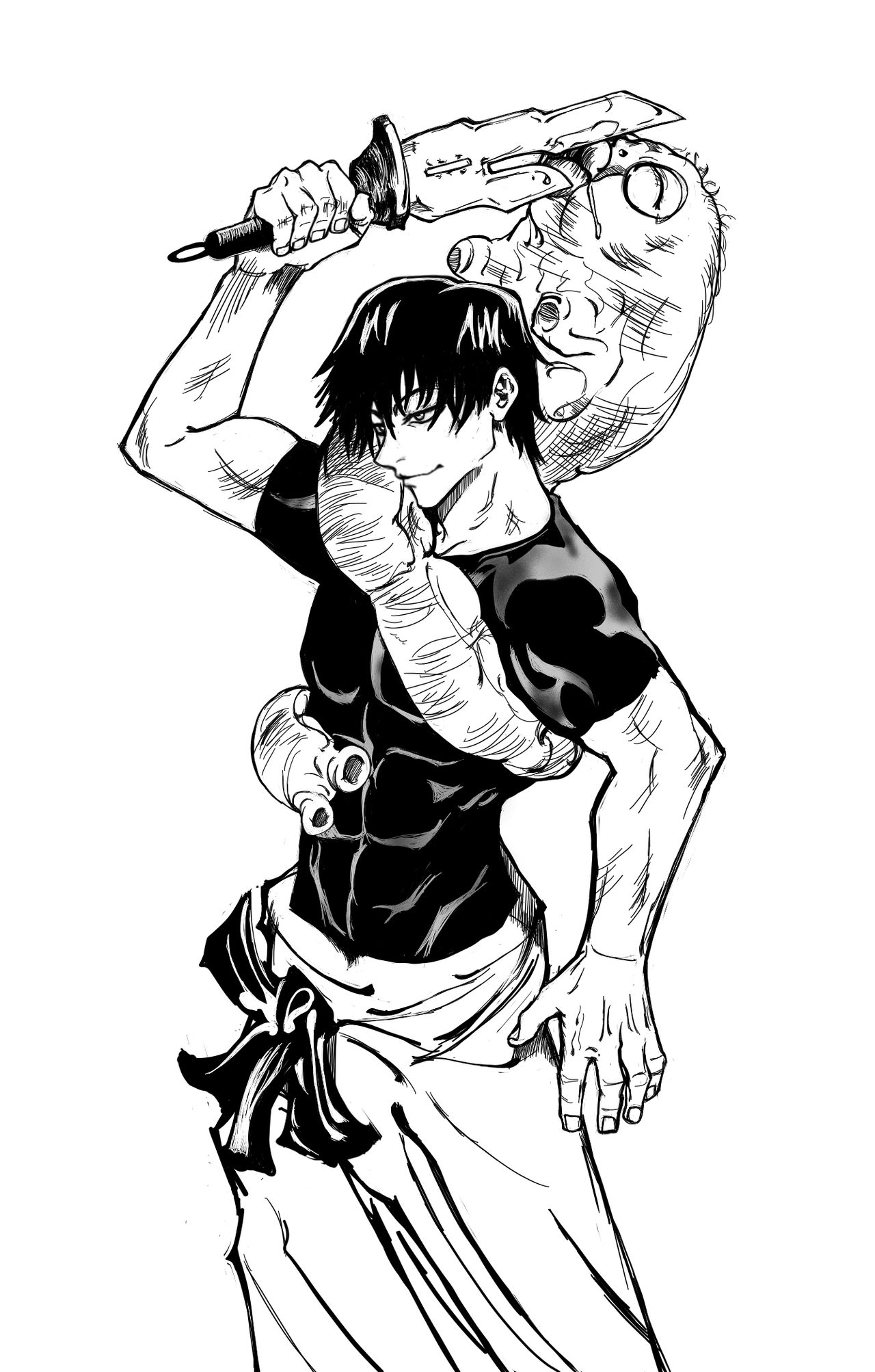 Toji Fushiguro Fierce Stance Phone Wallpaper