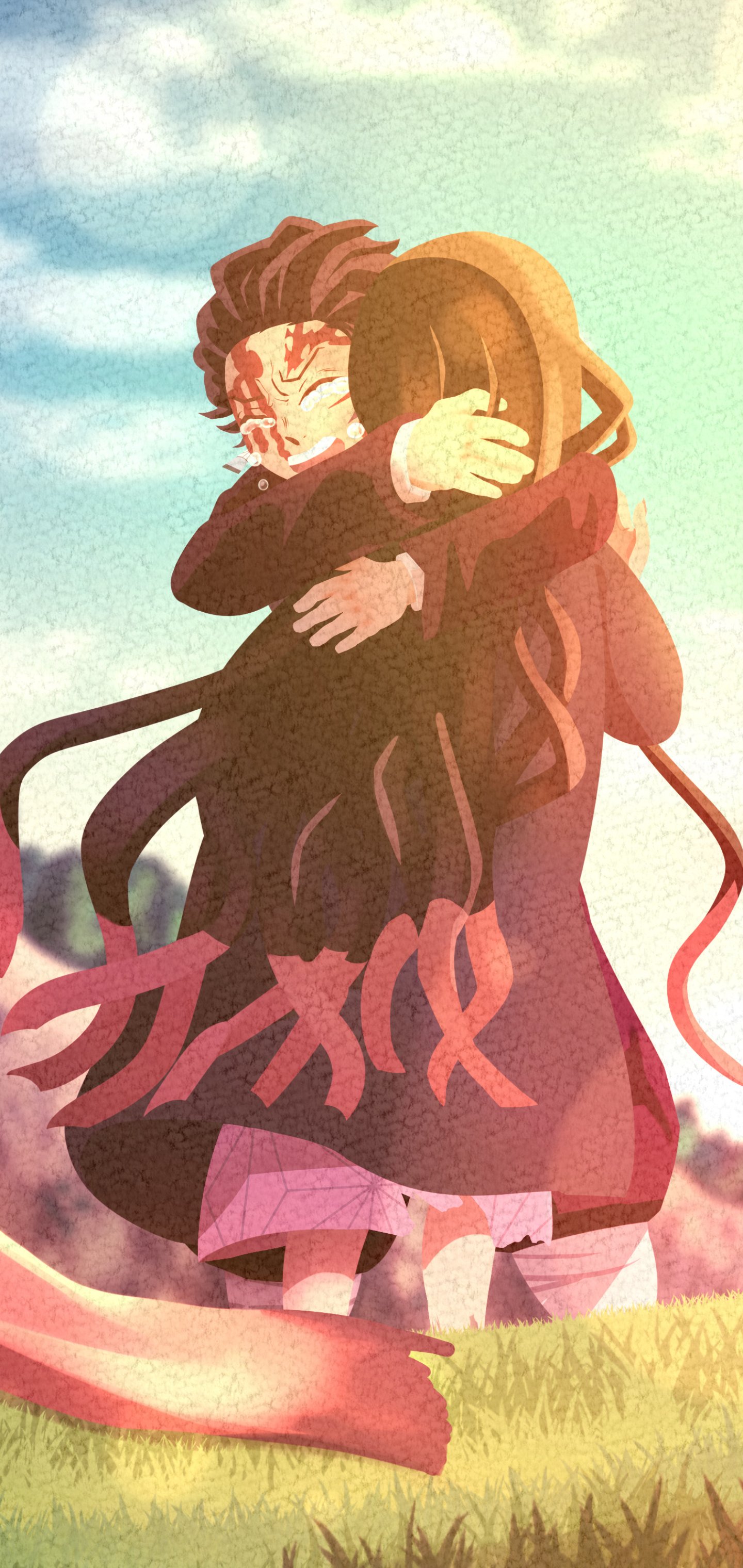 Demon Slayer: Sunset Embrace — Phone Wallpaper