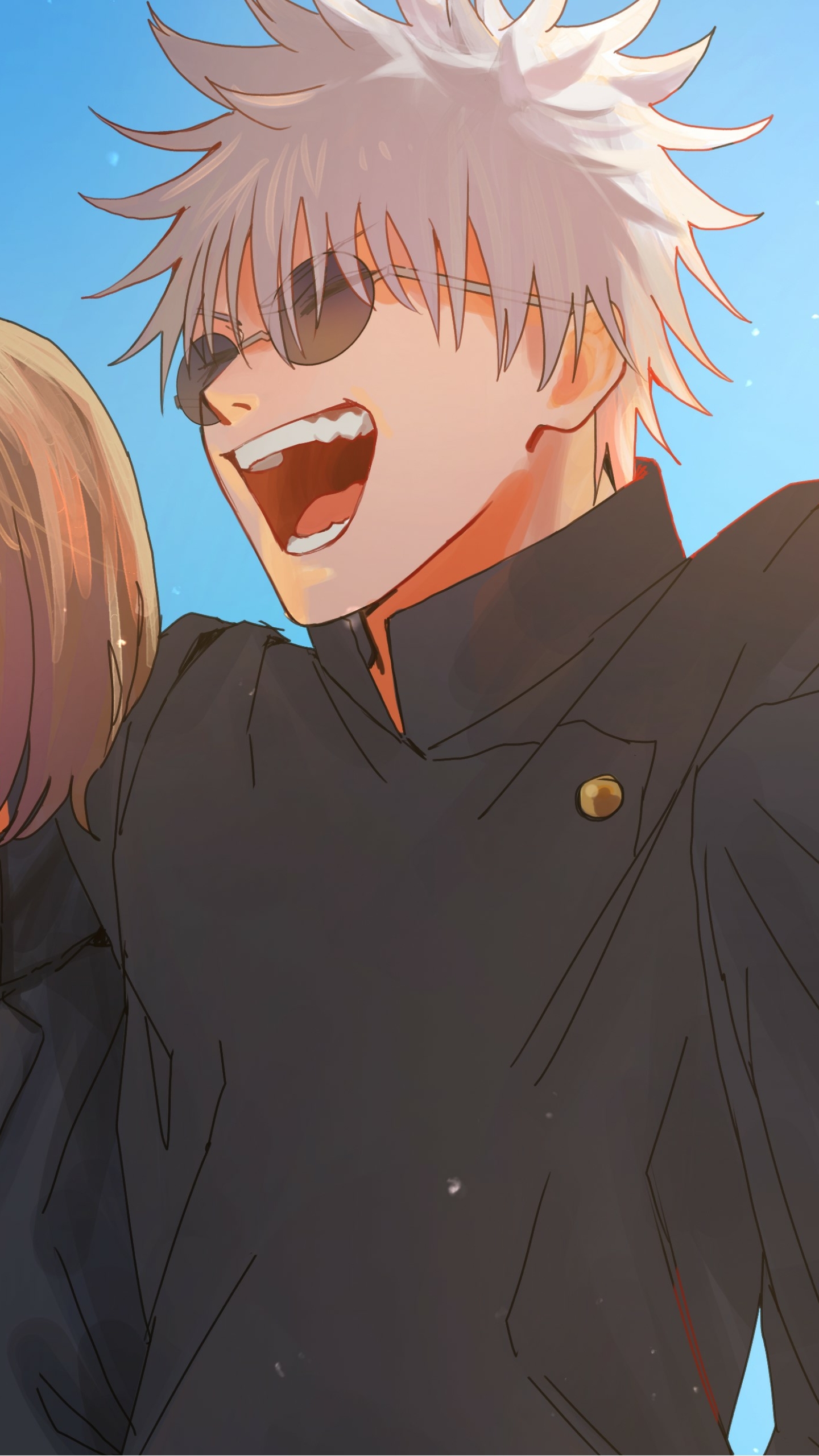 Satoru Gojo Radiant Smile – Jujutsu Kaisen Anime Phone Wallpaper