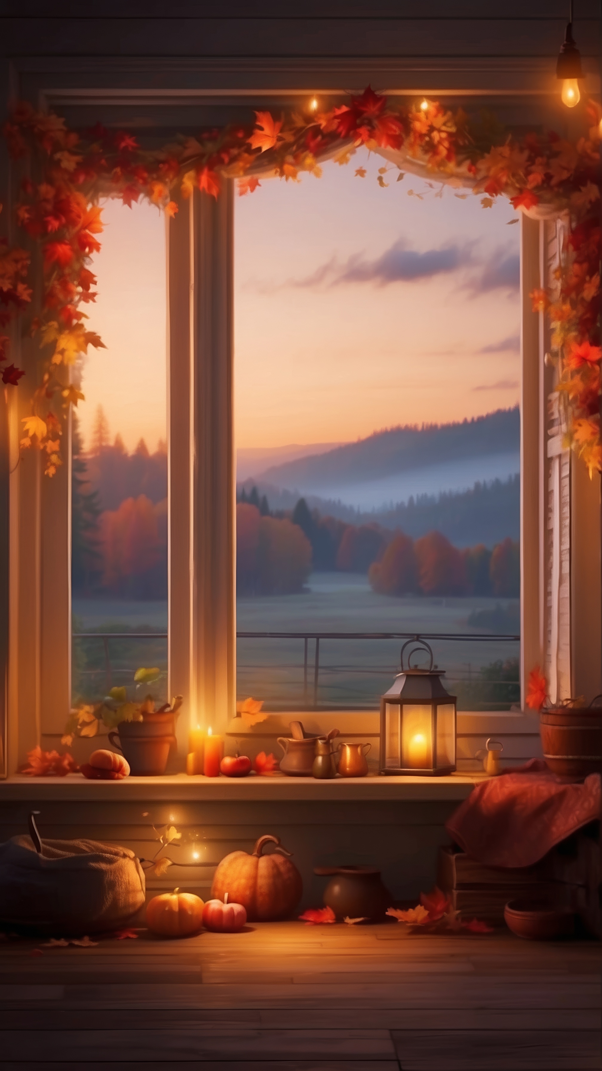 Autumn Serenity Window View Wallpaper by QuantumCurator