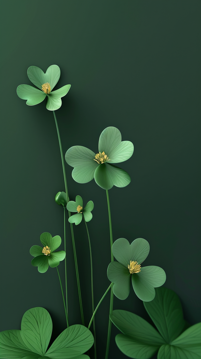 Springtime Clover Charm - Green Floral Wallpaper