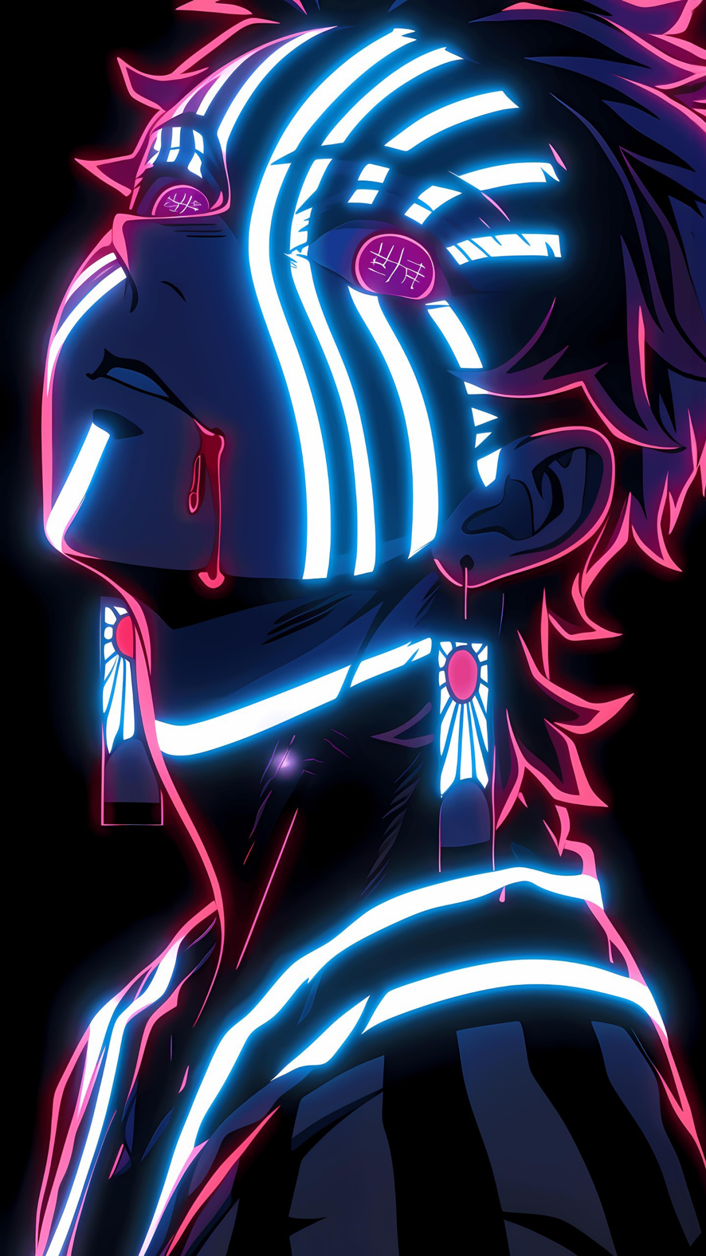 Neon Akaza — Cyber Demon Slayer Phone Wallpaper