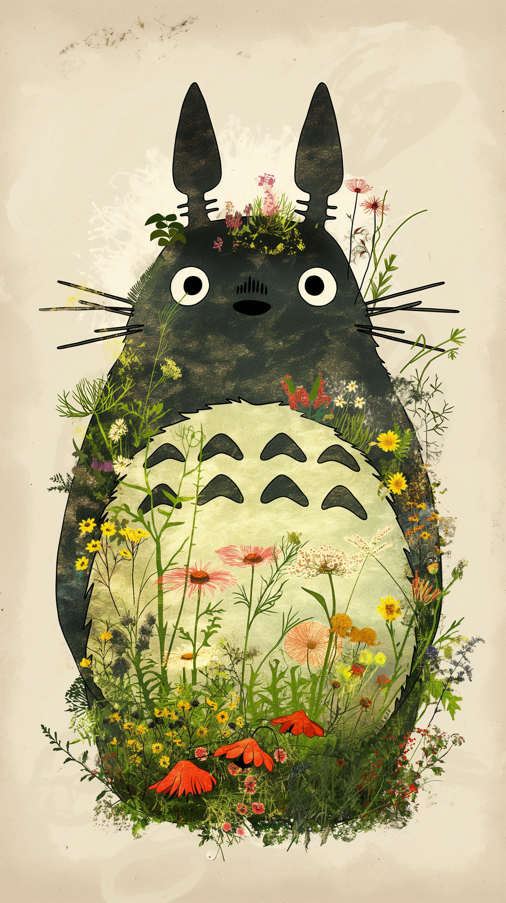 Totoro Nature-Inspired Phone Wallpaper - Studio Ghibli Art by RyMishRy