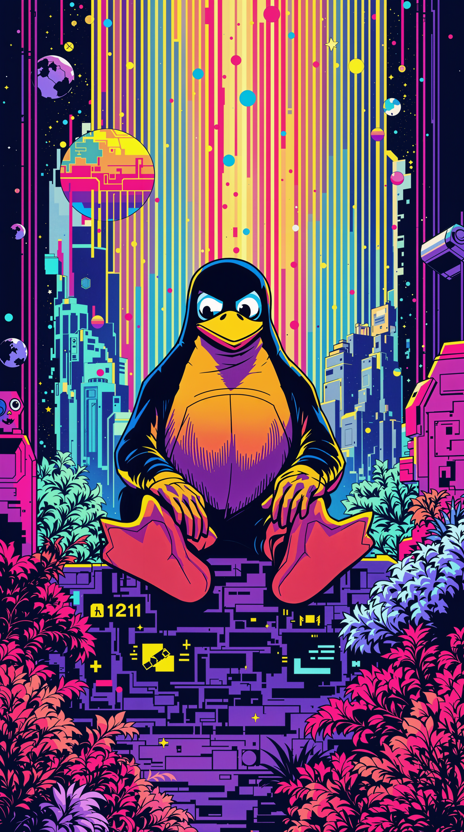 Vibrant Linux Penguin: A Stunning Phone Wallpaper by QuantumCurator