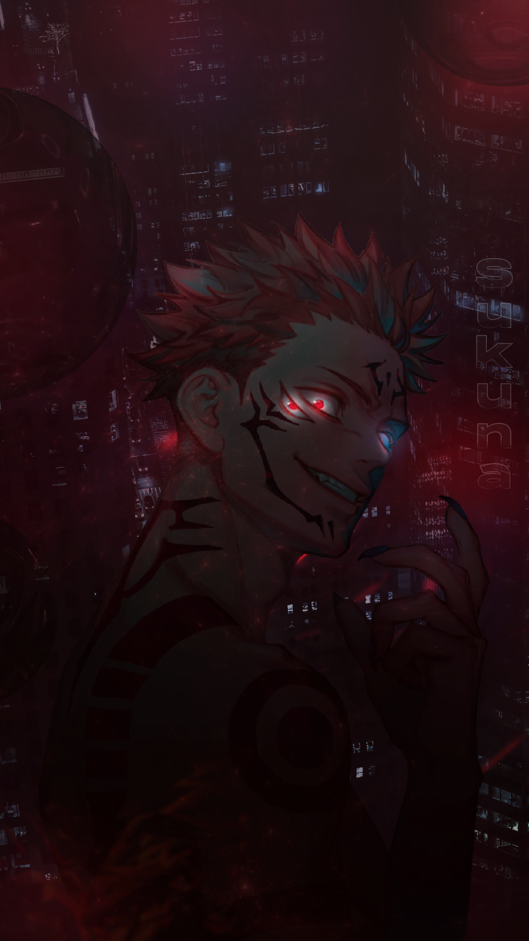Download Anime Jujutsu Kaisen Sukuna (Jujutsu Kaisen) Red Anime Phone ...