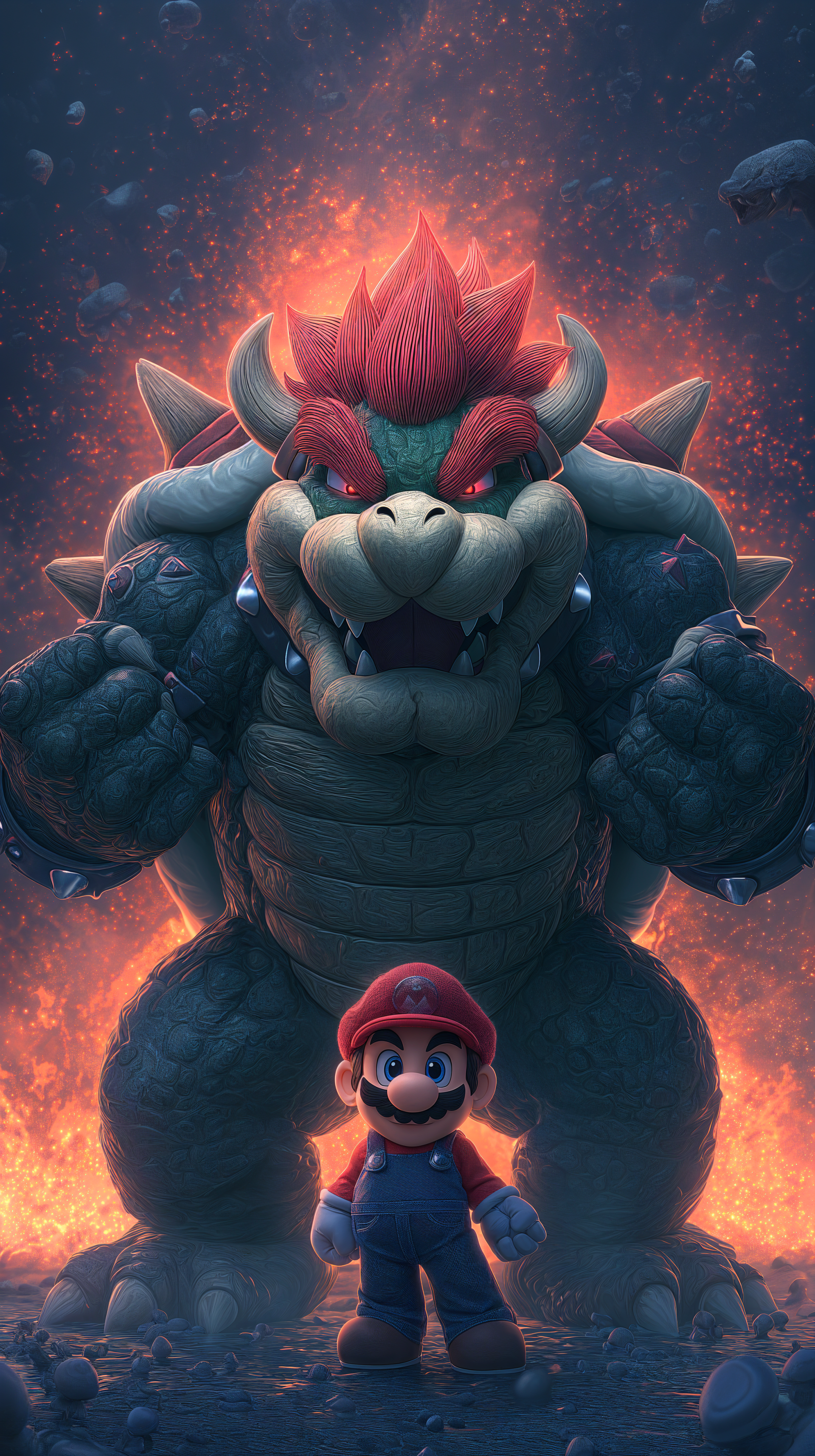 Epic Bowser vs. Mario Phone Wallpaper by robokoboto