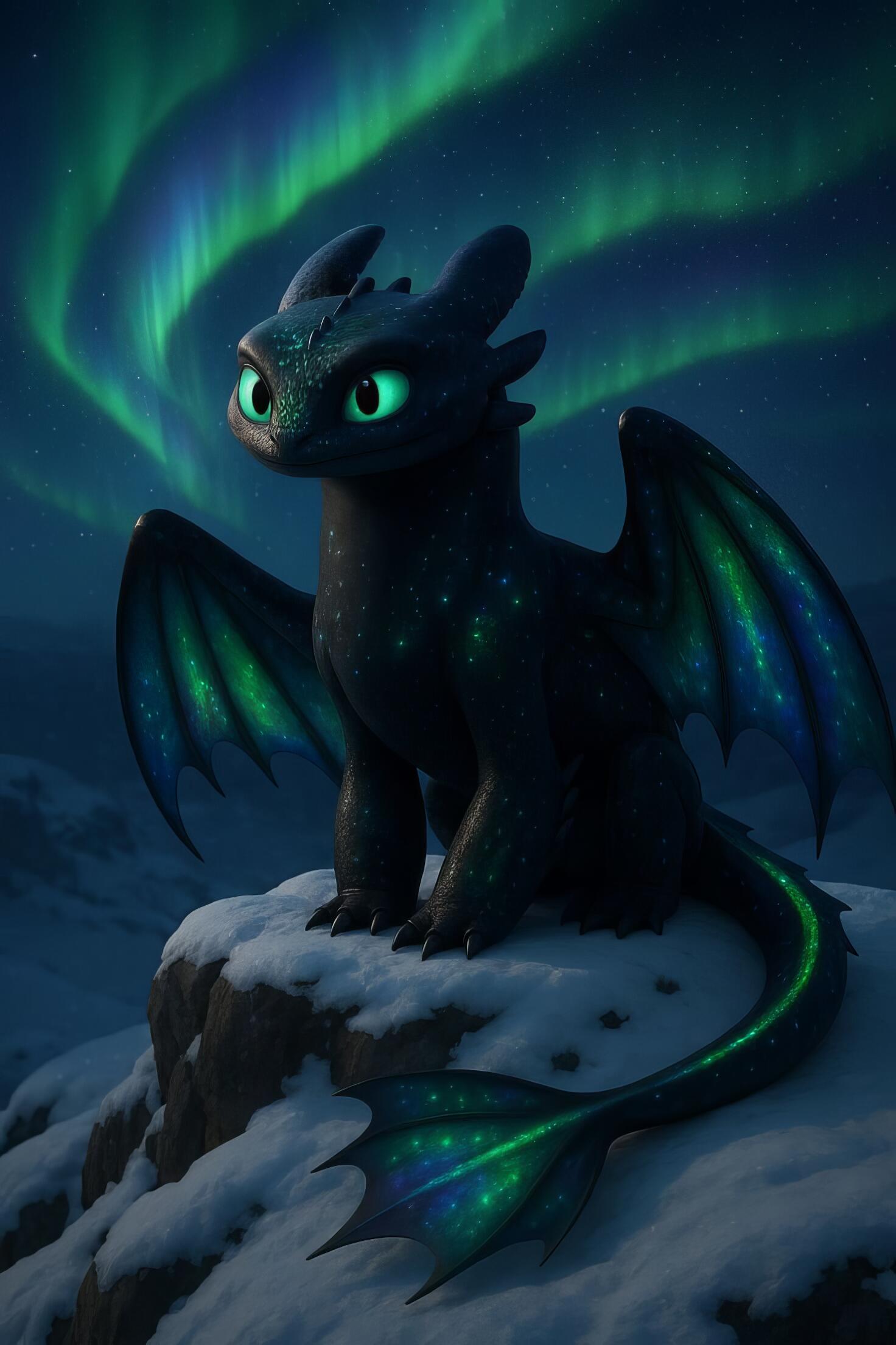 Toothless Night Glow Phone Wallpaper from How to Train Your Dragon