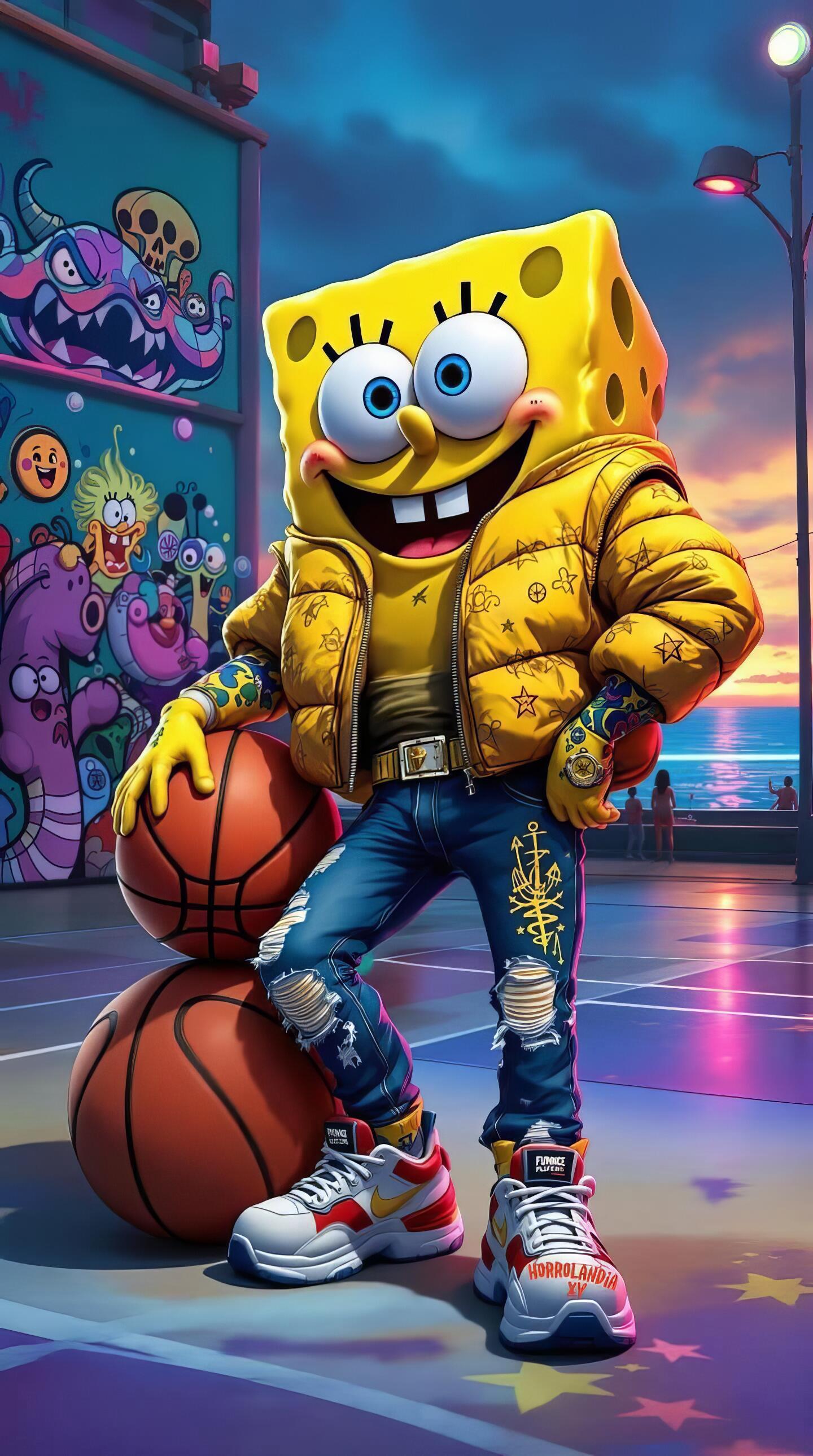 Urban SpongeBob Wallpaper | Cool SpongeBob Streetball | Bikini Bottom ...