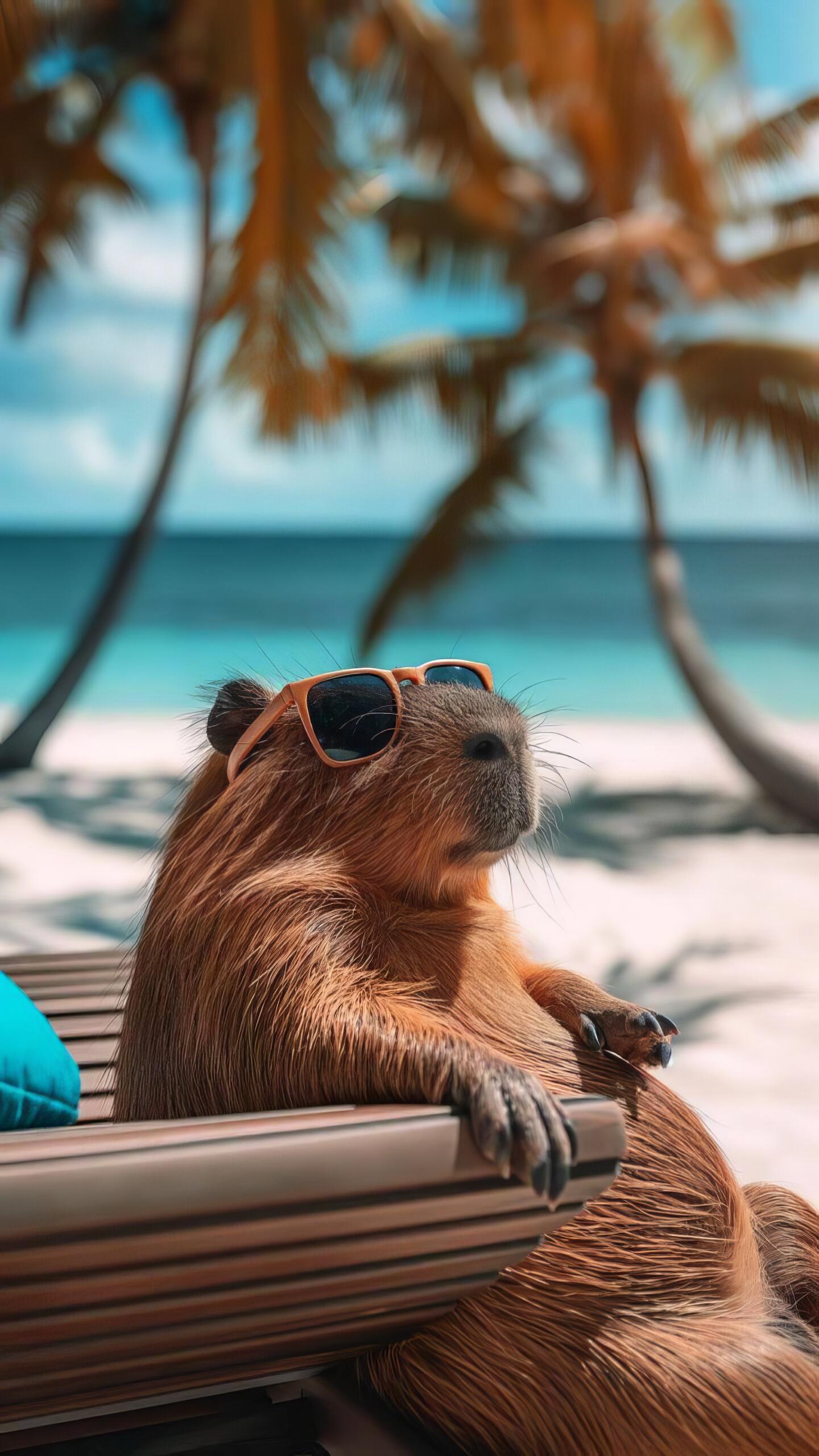 Download Animal Capybara Cute Sunglasses Phone Wallpaper
