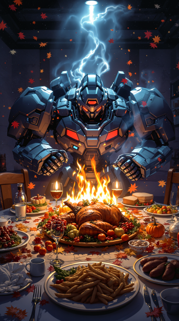 Thanksgiving Feast: A Cozy Phone Wallpaper Celebration by QuantumCurator
