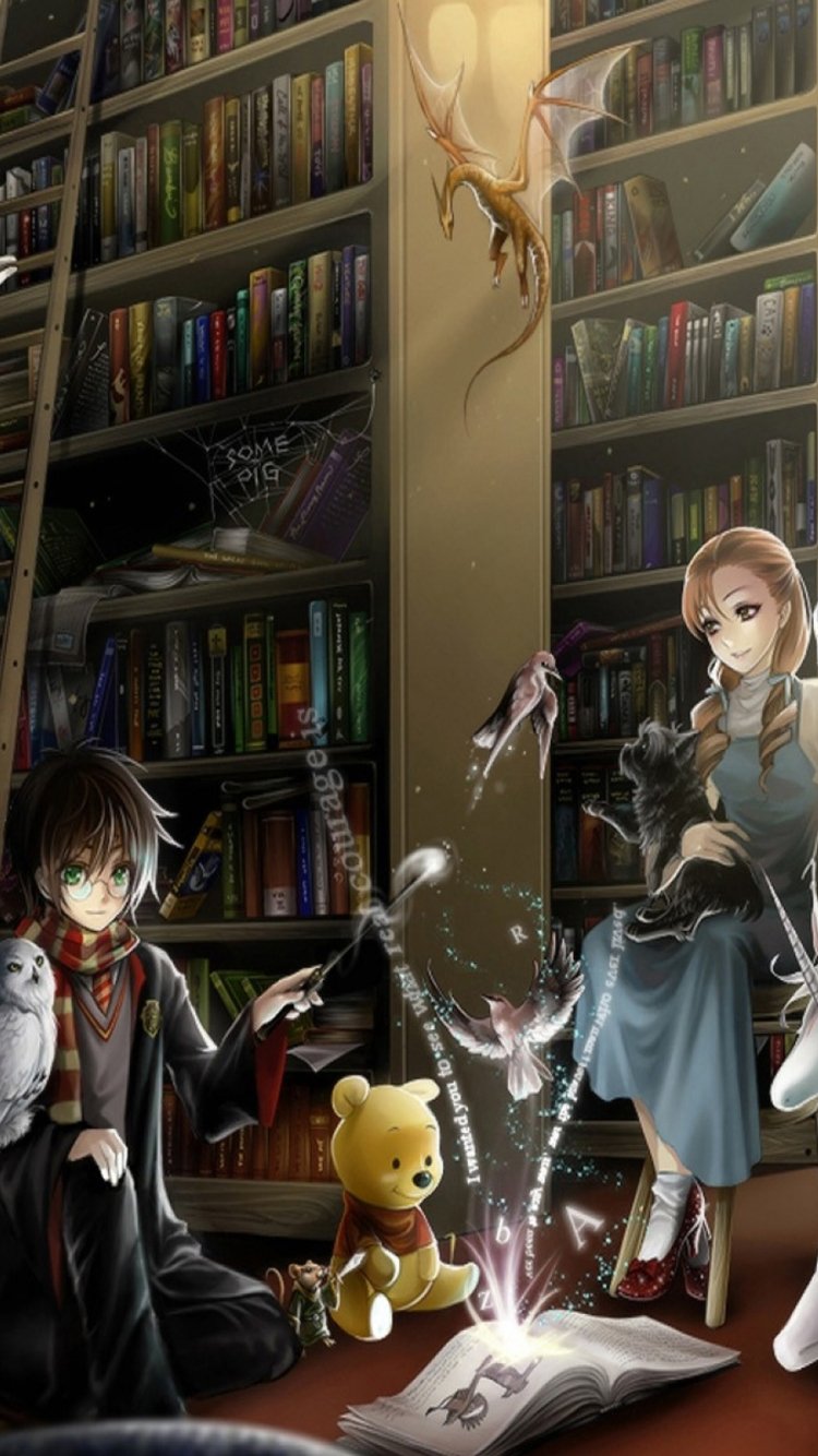 Download Book Fantasy Library Phone Wallpaper