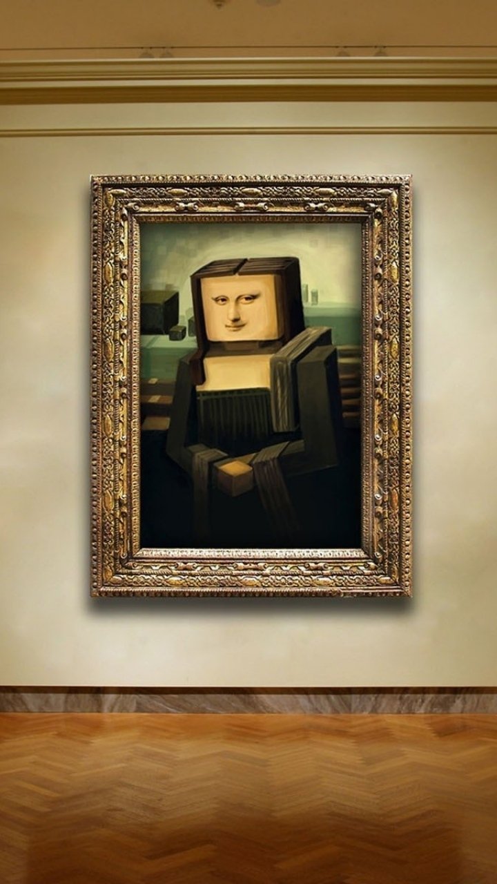 Mojang’s Minecraft Mona Lisa: Iconic Pixel Art Phone Wallpaper