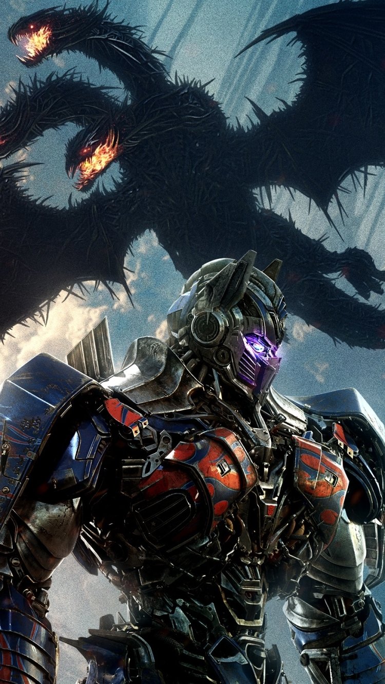 Transformers: The Last Knight — Optimus Prime vs Dragon (Phone Wallpaper)