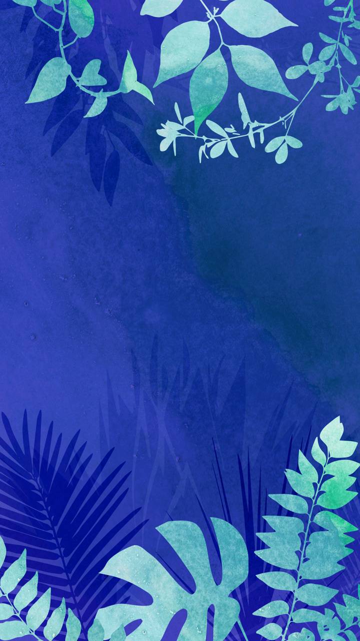 Download Design Blue Artistic Leaf Phone Wallpaper
