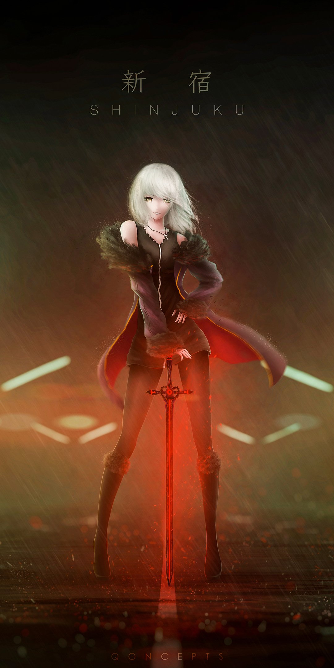 Download Rain Night White Hair Short Hair Sword Fate (Series) Avenger ...
