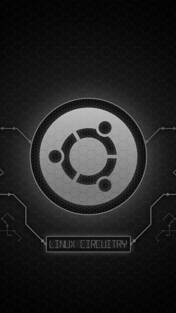 Ubuntu Linux Circuitry: Sleek Black Tech Wallpaper
