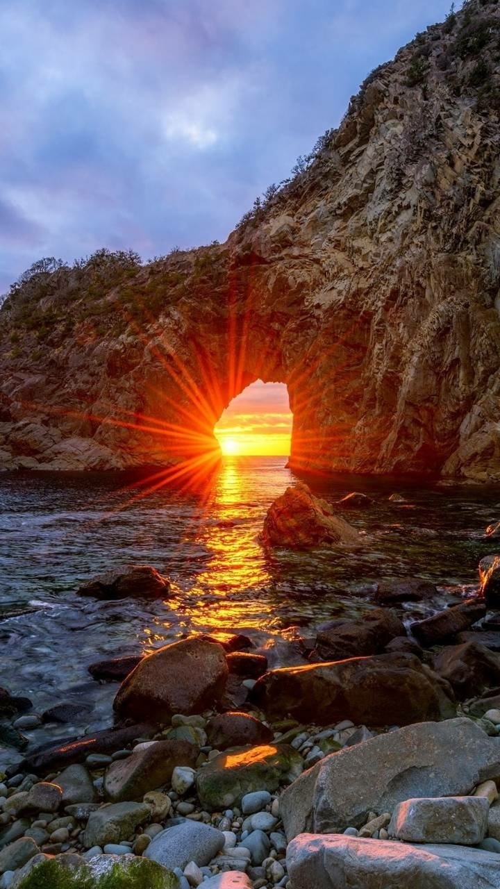 Download Sunset Earth Nature Arch Phone Wallpaper