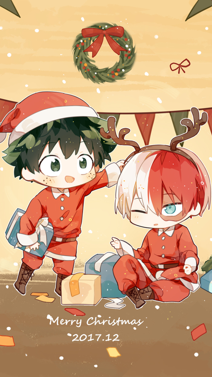Download Shoto Todoroki Izuku Midoriya Christmas Anime My Hero Academia ...