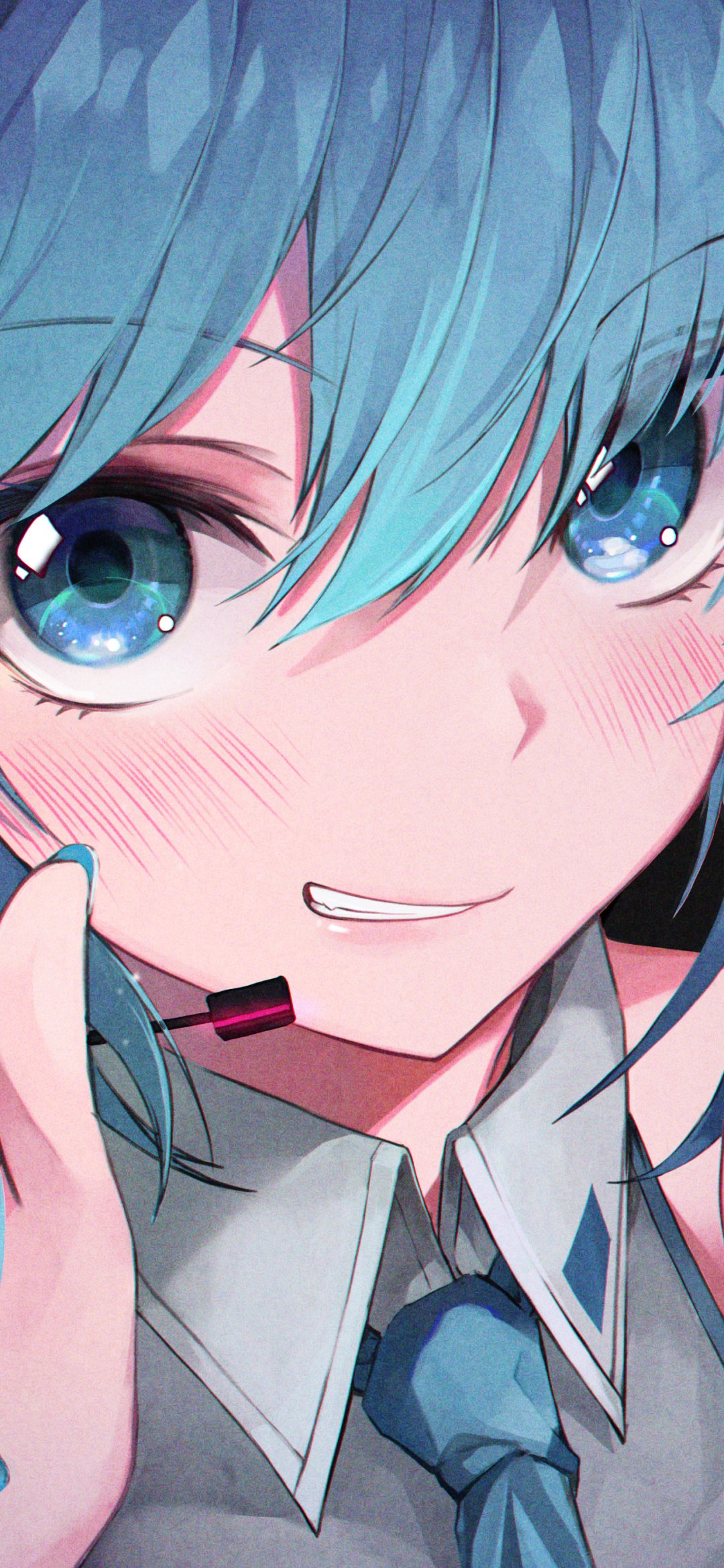 Aqua Smile — Hatsune Miku Vocaloid Phone Wallpaper