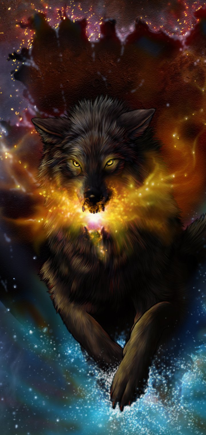 Download Space Fantasy Wolf Phone Wallpaper by Heather Meuser - Mobile ...