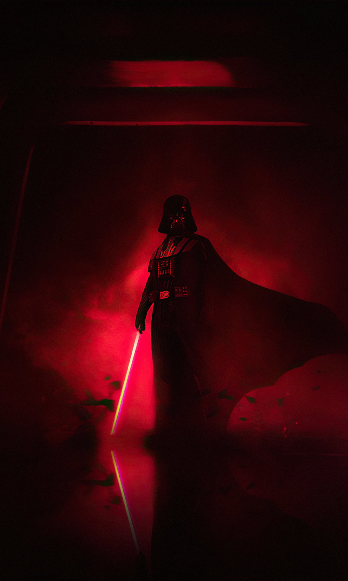 Darth Vader’s Red Fury: Epic Star Wars Sci-Fi Phone Wallpaper