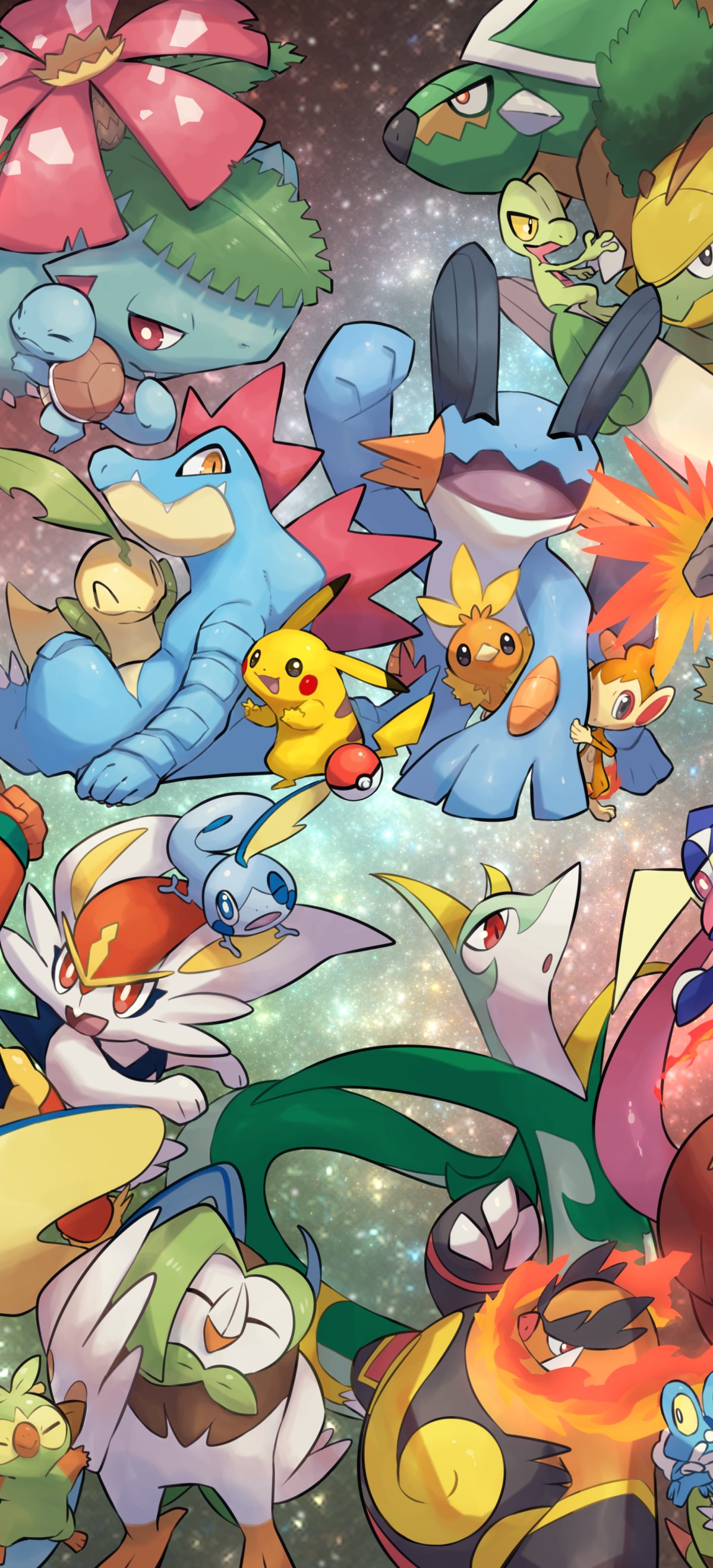 Epic Pokémon Phone Wallpaper: Legendary & Starter Heroes Unite!
