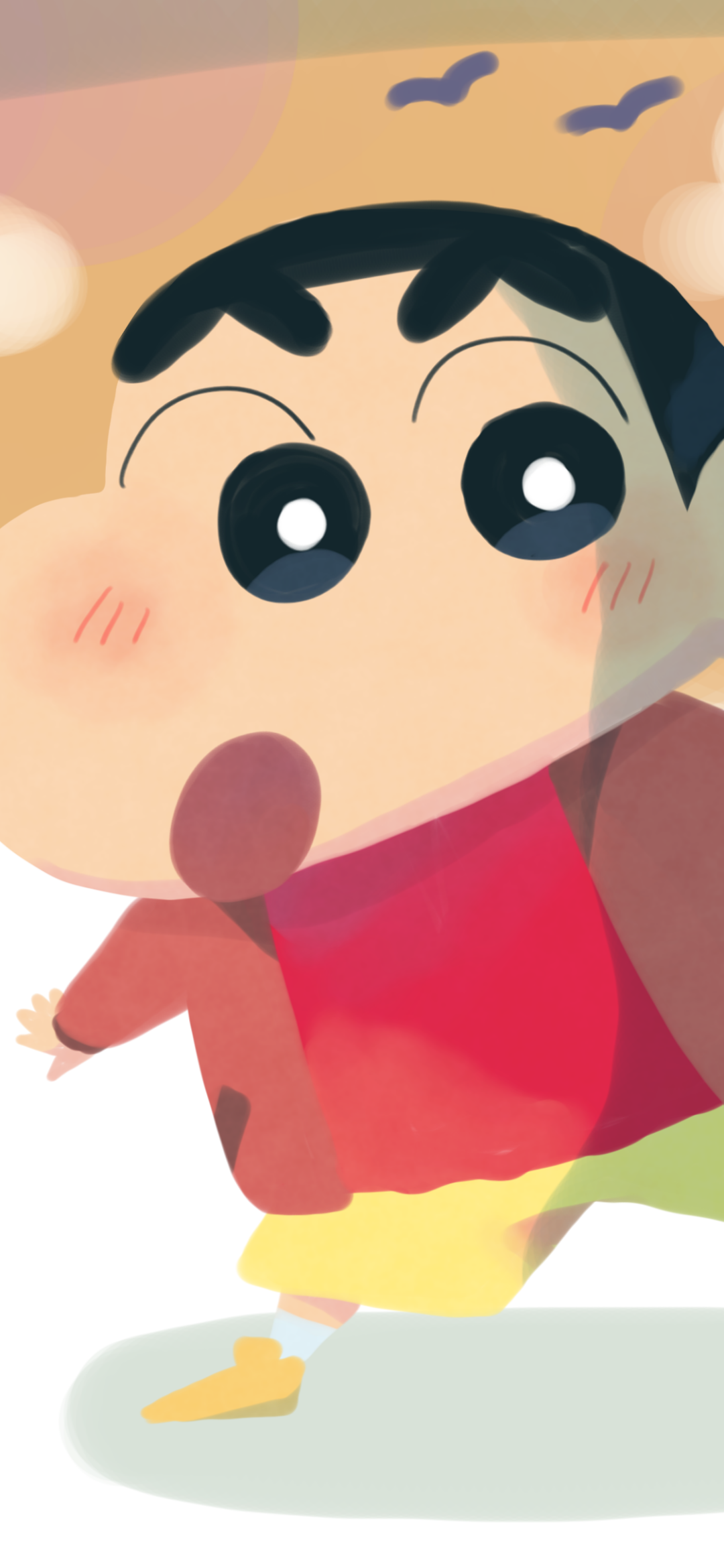 Crayon Shin-chan Playful Sunset Anime Phone Wallpaper