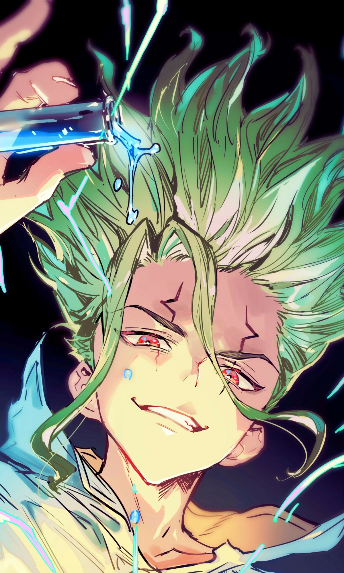 Senku Ishigami Bold Glow – Dr. Stone Anime Phone Wallpaper
