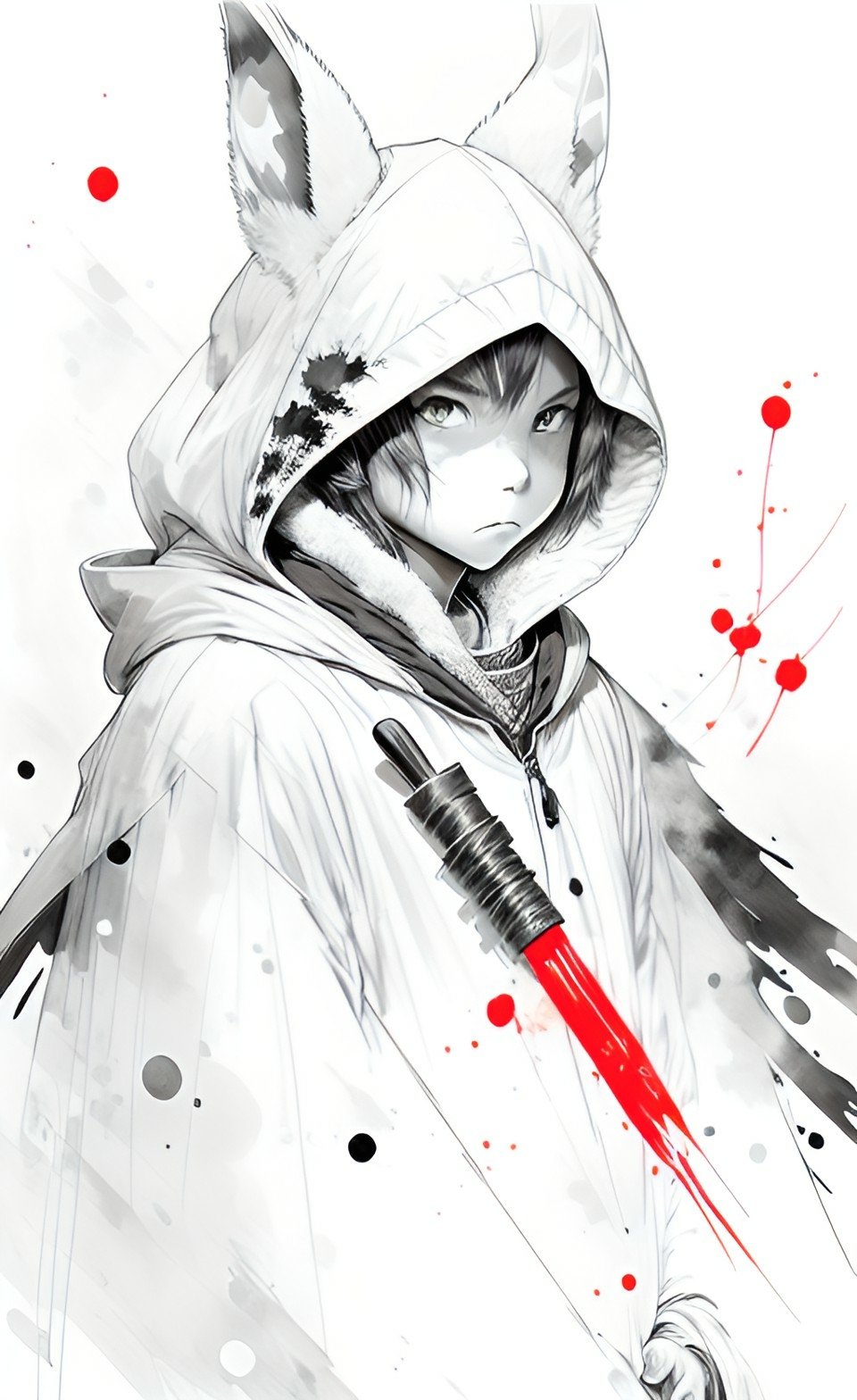 Download Ink Anime Original Phone Wallpaper by drawingkhaganate01